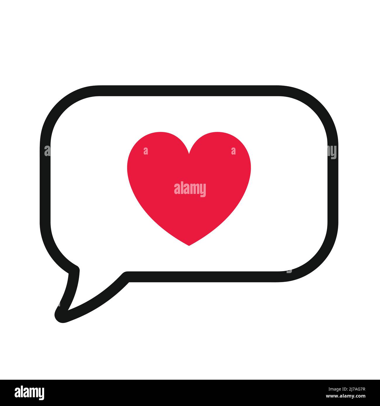 Red heart message icon vector isolated on white background. Heart icon ...