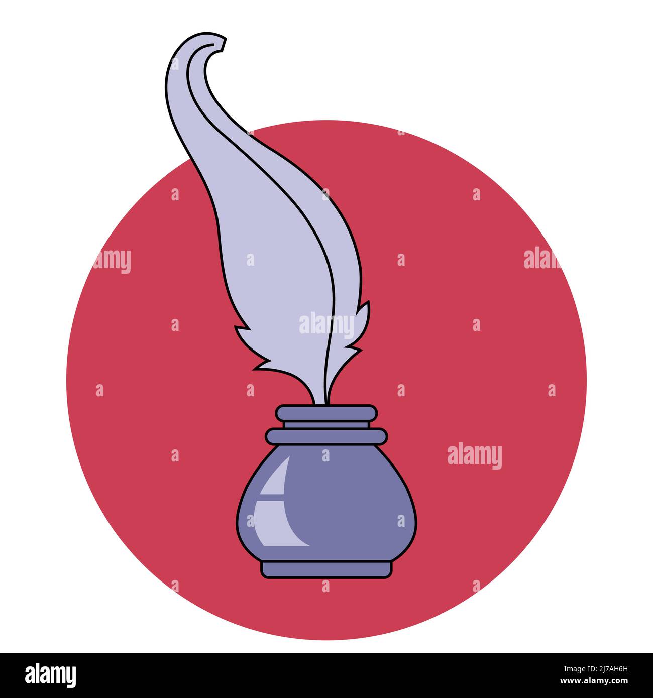 pen and inkwell icon for writing. flat vector illustration Stock Vector ...