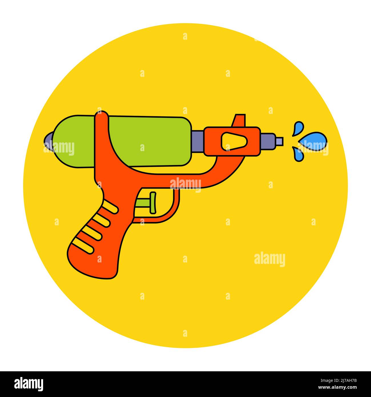 plastic green water gun shoots jets. flat vector illustration Stock ...