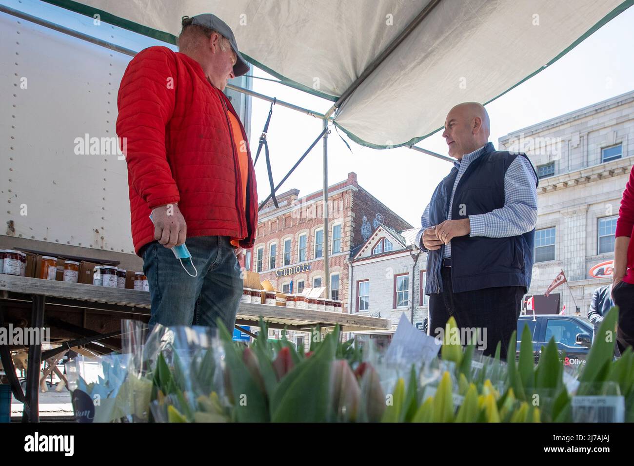 Ontario Liberal Leader Steven Del Duca speaks with Kingston market ...
