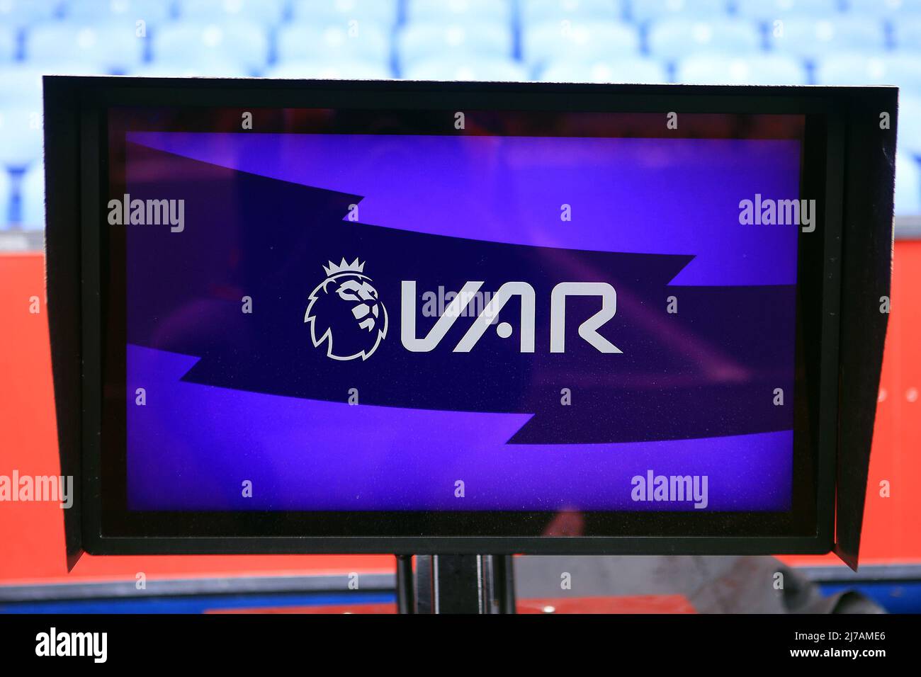 London, UK. 07th May, 2022. A detailed view of the VAR monitor is ...