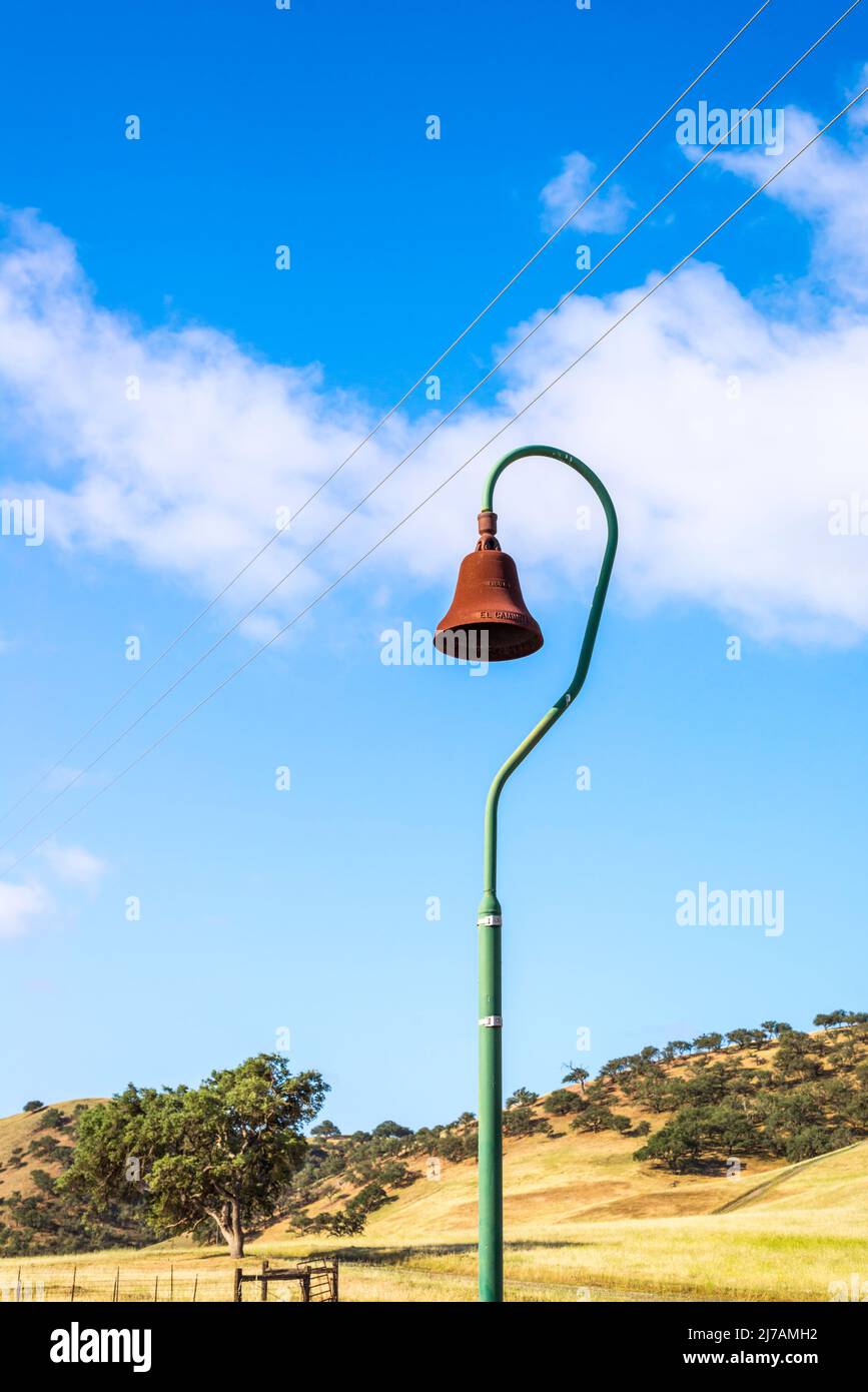 El Camino Real Bell along Highway 101. Inland Central California, USA ...