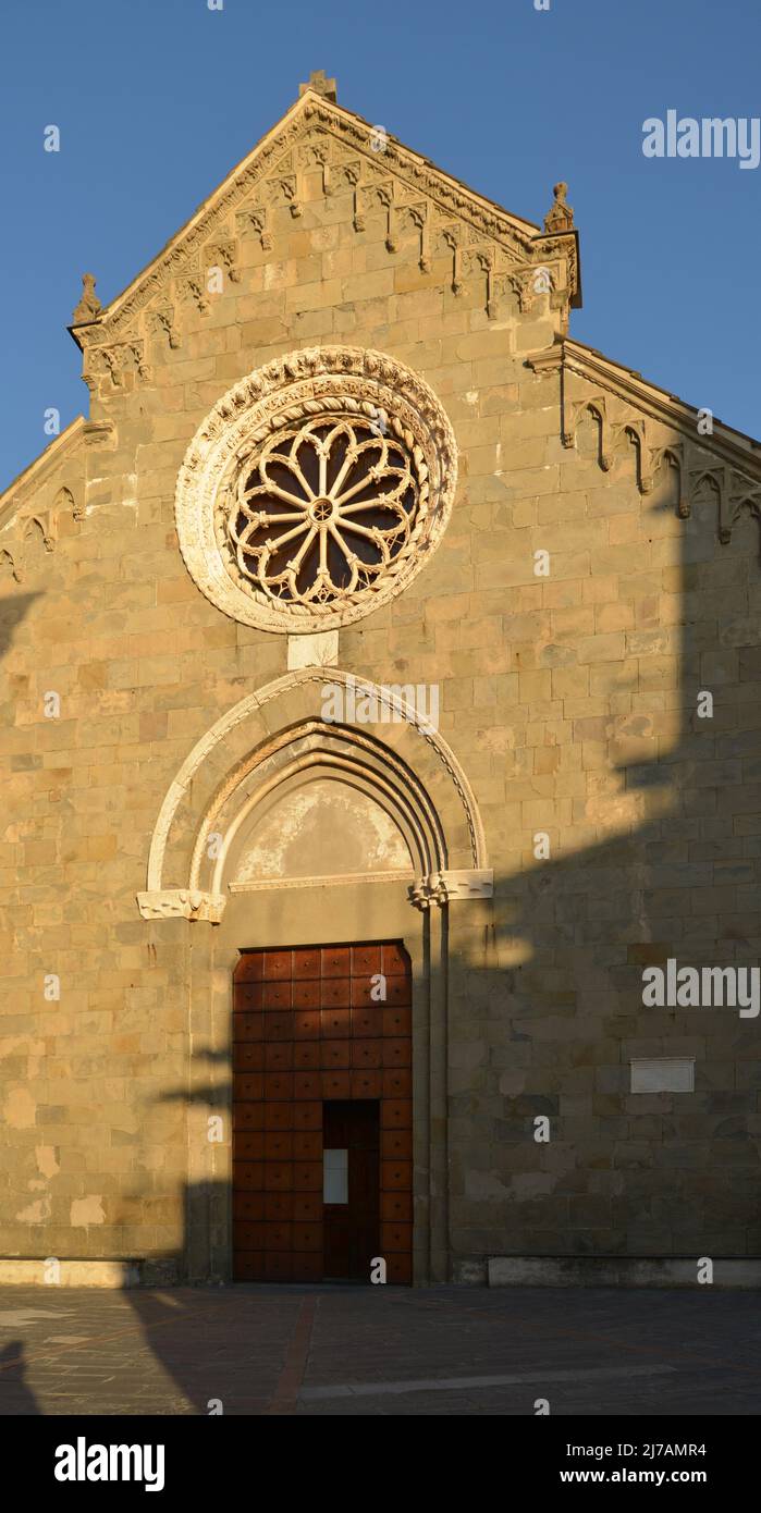 Church of Manarola one of the five villages of the five land in Liguria ...