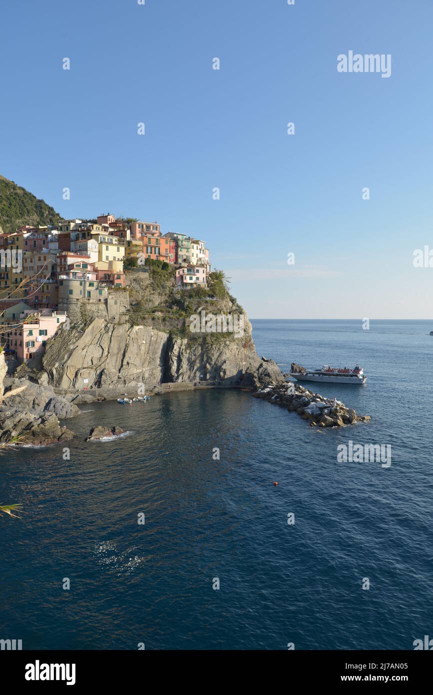 Manarola one of the five villages of the five land in Liguria Italy in ...