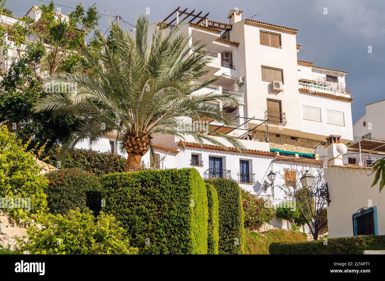 Architecture in the Mediterranean white village of Altea, Alicante ...