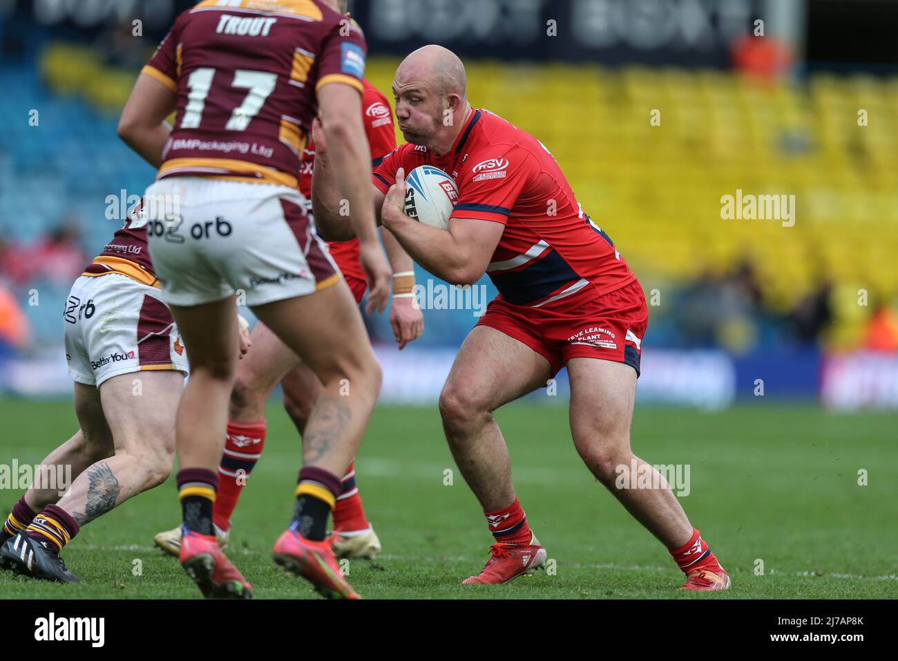 George King #10 of Hull KR runs at the Huddersfield defence in , on 5/7 ...