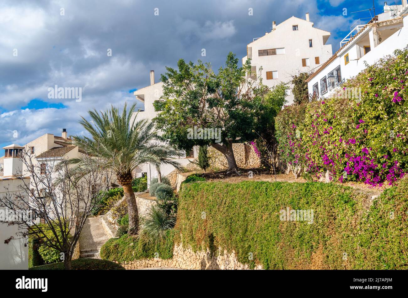 Architecture in the Mediterranean white village of Altea, Alicante ...