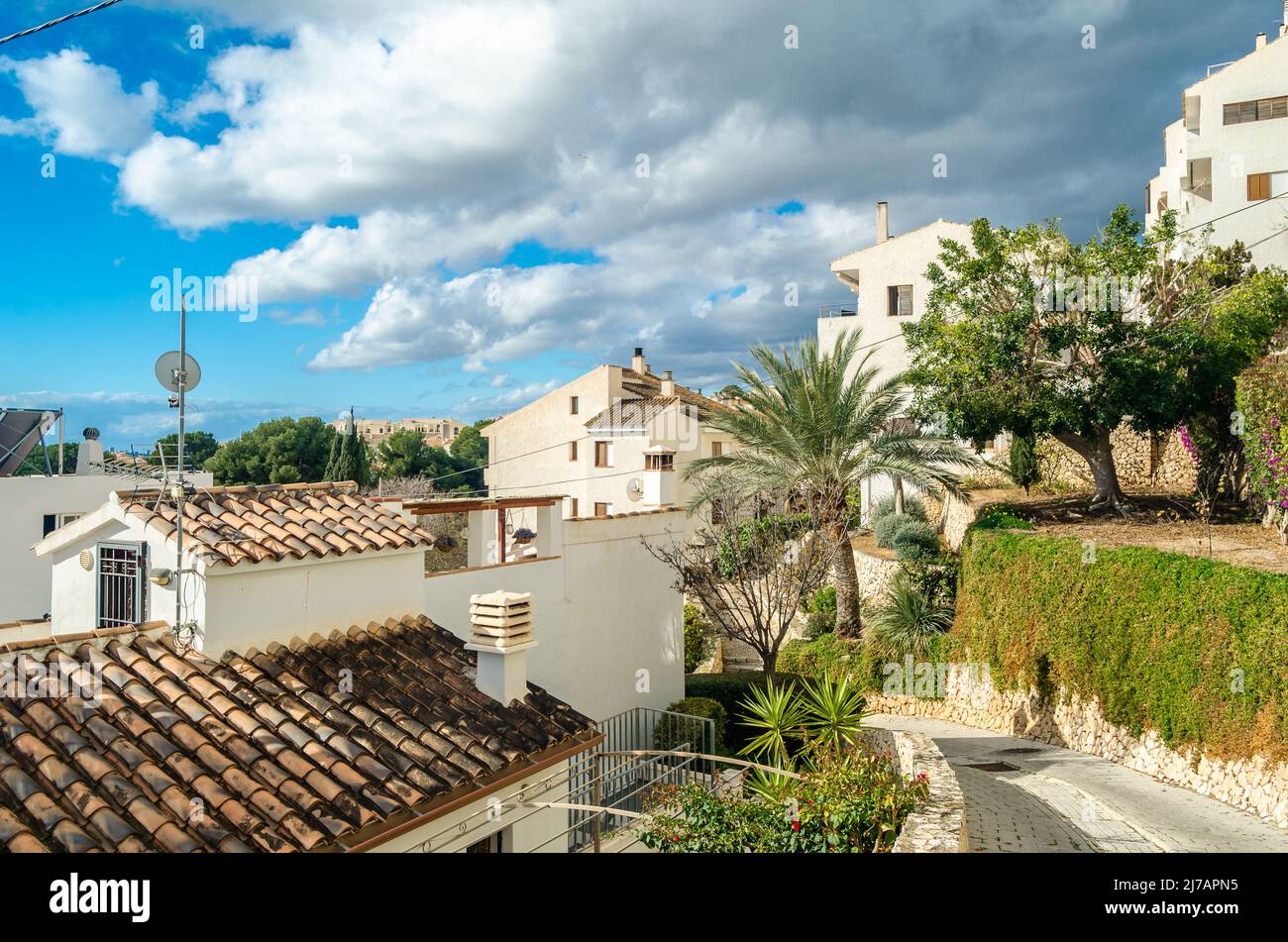 Architecture in the Mediterranean white village of Altea, Alicante ...