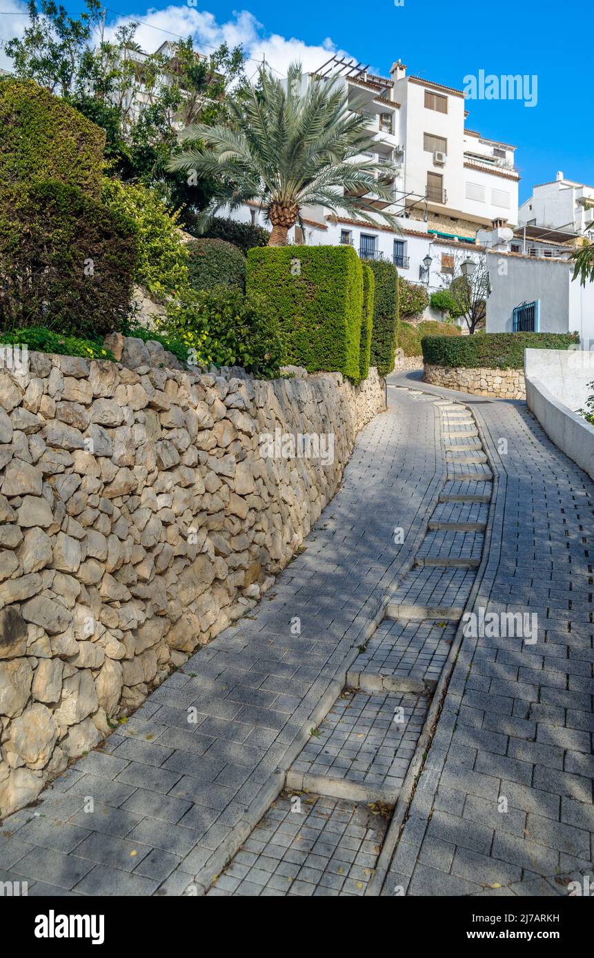Architecture in the Mediterranean white village of Altea, Alicante ...