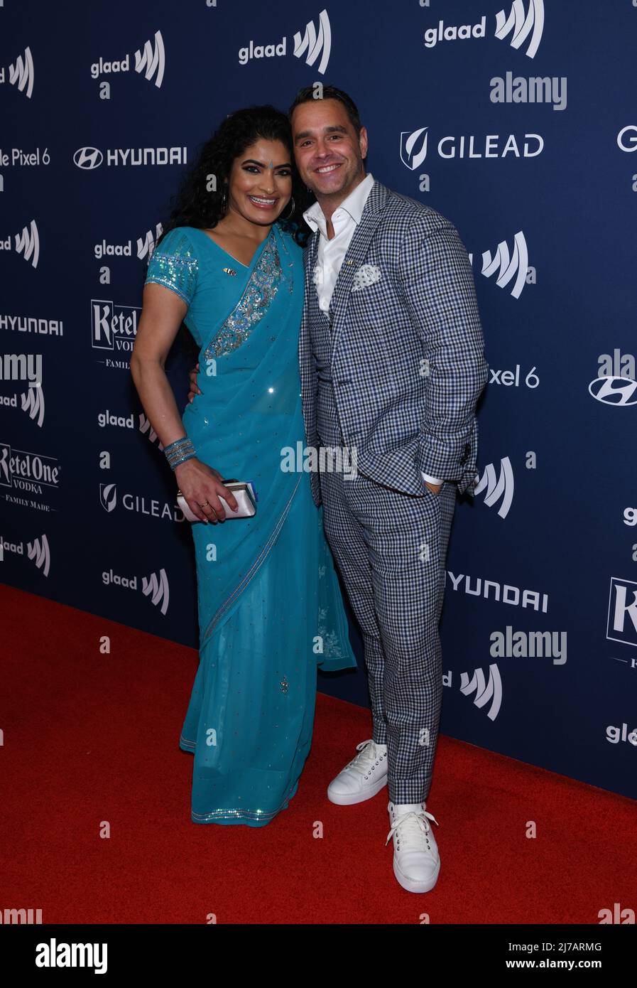 Dr. Anu Seshardi and Karl Schmid attends 33rd Annual GLAAD Media Awards ...