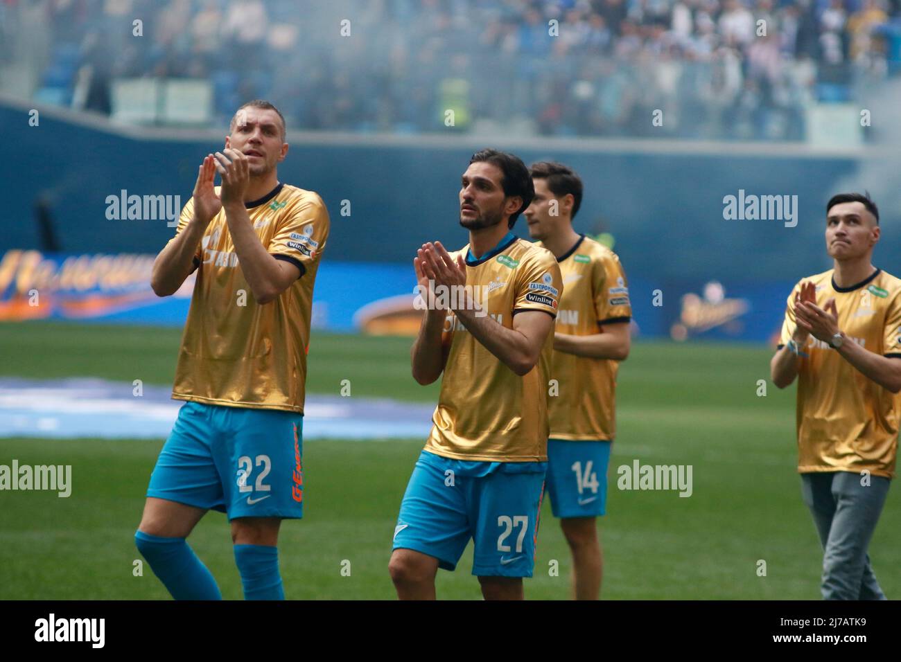 Zenit football club players attend the honoring ceremony of the ...