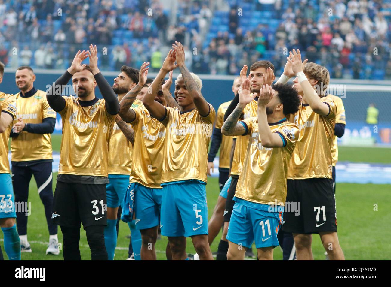 Zenit football club players attend the honoring ceremony of the ...