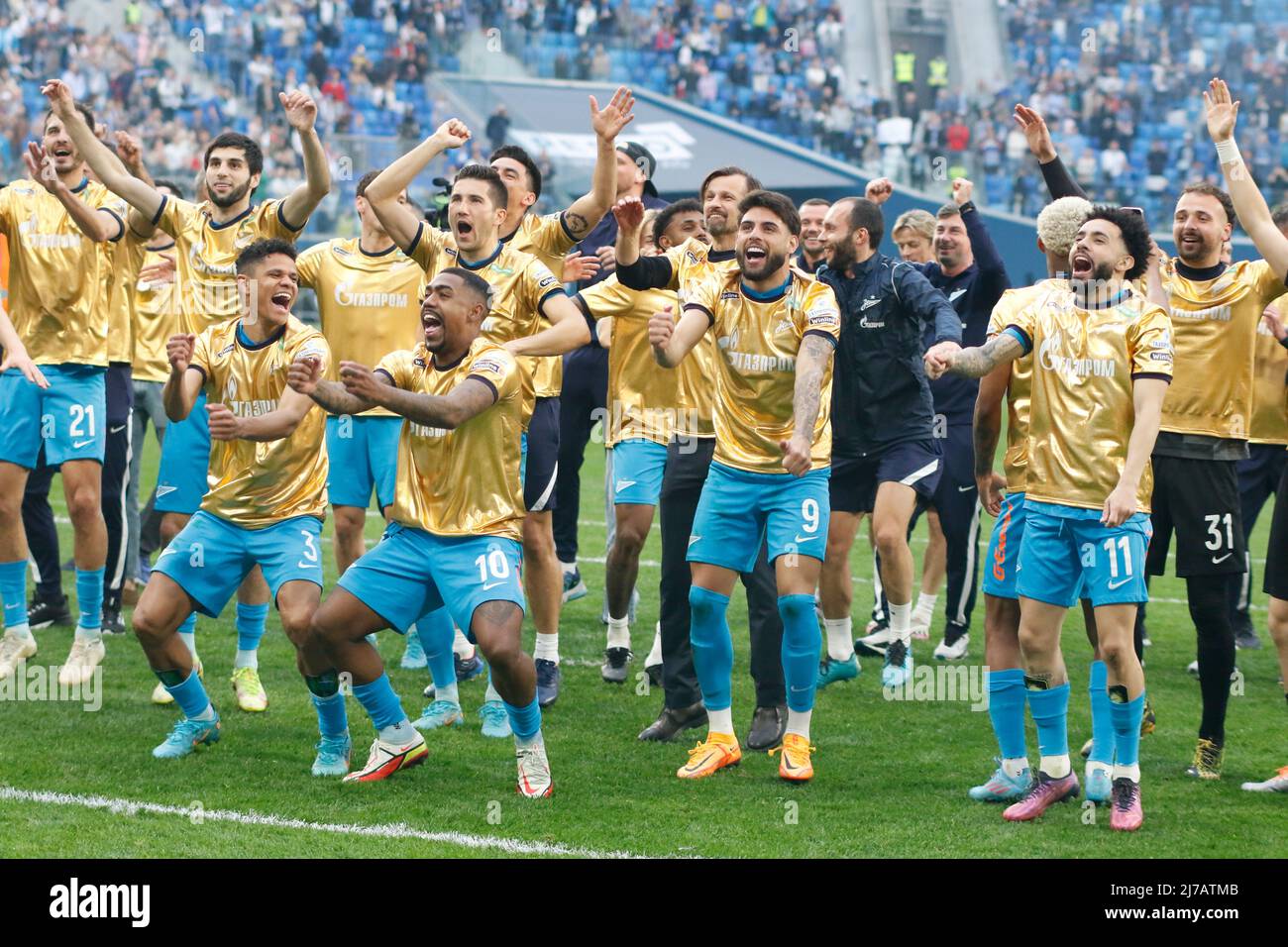 Head Coach Of Zenit Football Club Sergei Semak And Players Attend The