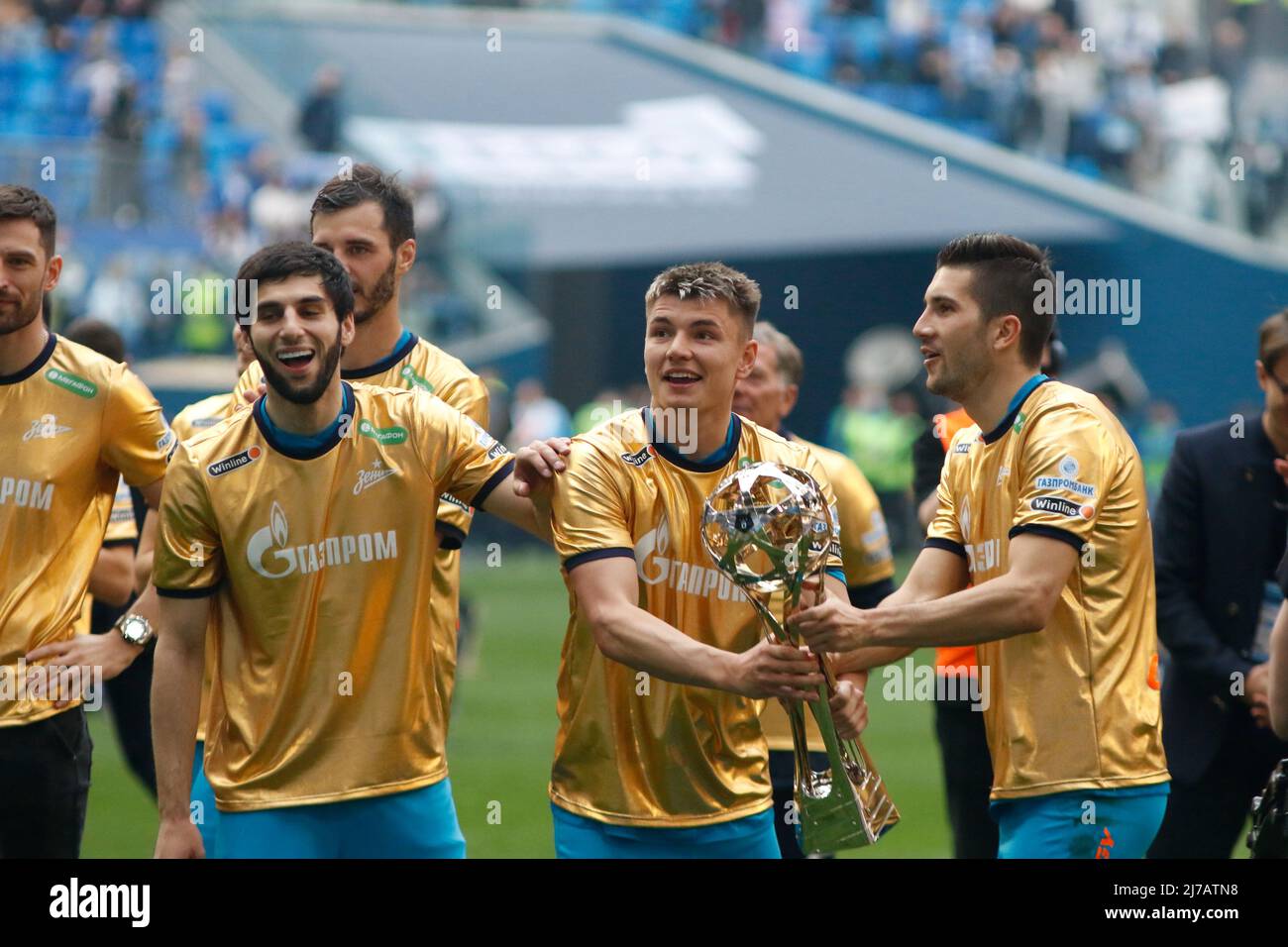 Zenit football club players attend the honoring ceremony of the ...