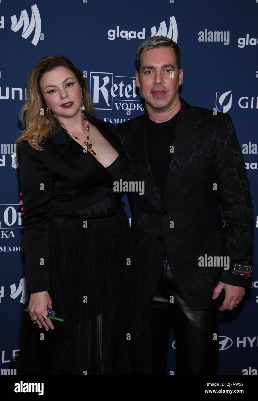 Amber Tamblyn and John Roberts attends 33rd Annual GLAAD Media Awards ...
