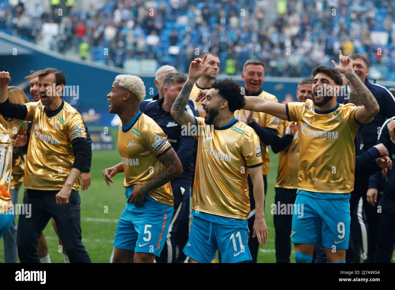 Zenit football club players attend the honoring ceremony of the ...