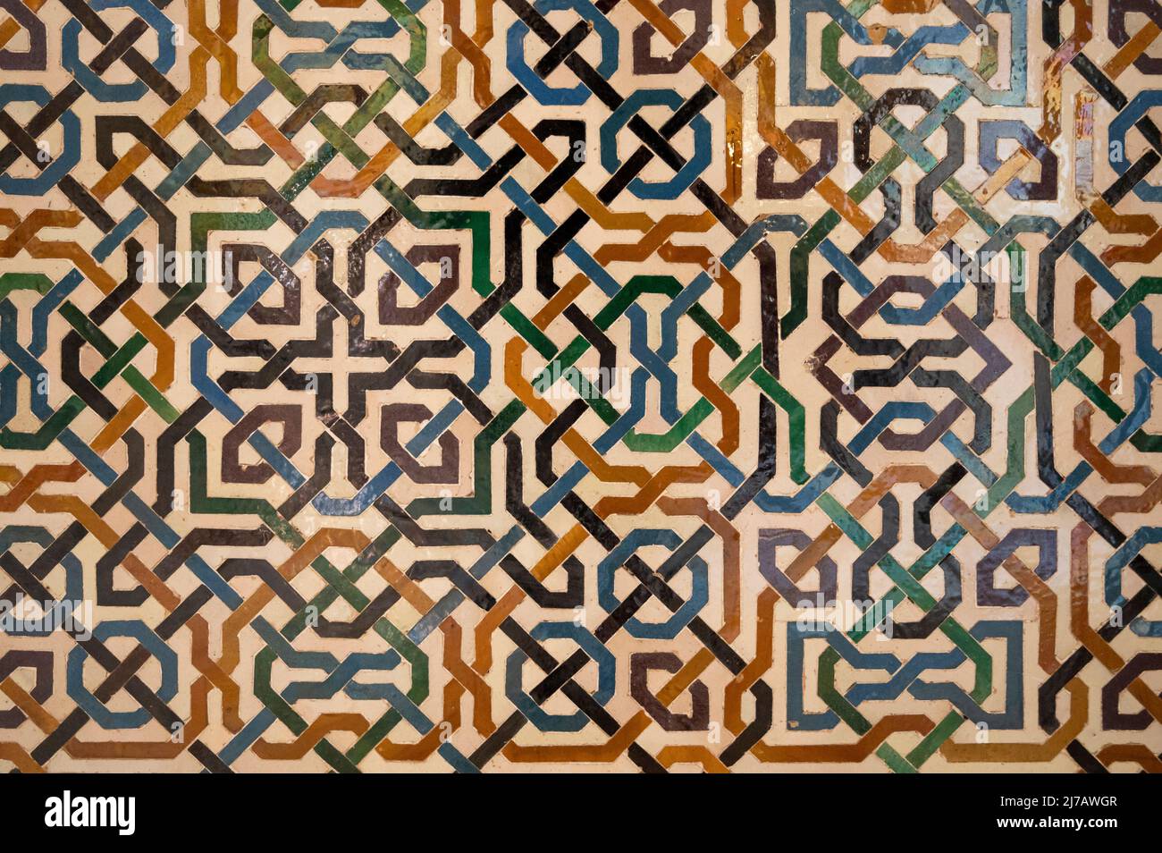 Ornamental medieval ceramic tiles of walls in Nasrid Palaces in the ...
