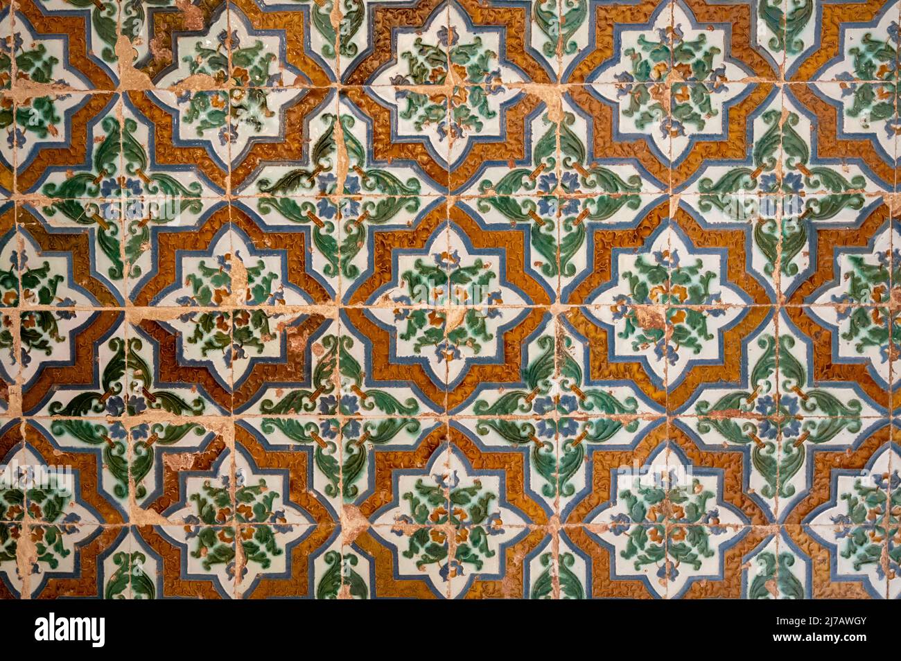 Ornamental medieval ceramic tiles of walls in Nasrid Palaces in the ...
