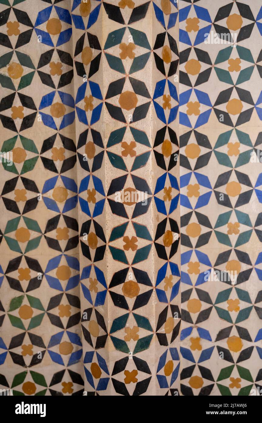 Ornamental medieval ceramic tiles of walls in Nasrid Palaces in the ...