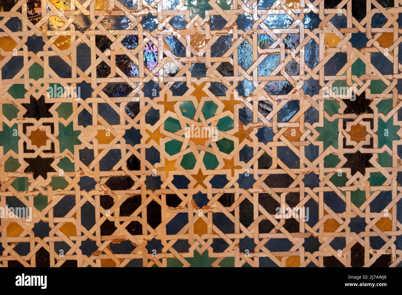 Ornamental medieval ceramic tiles of walls in Nasrid Palaces in the ...