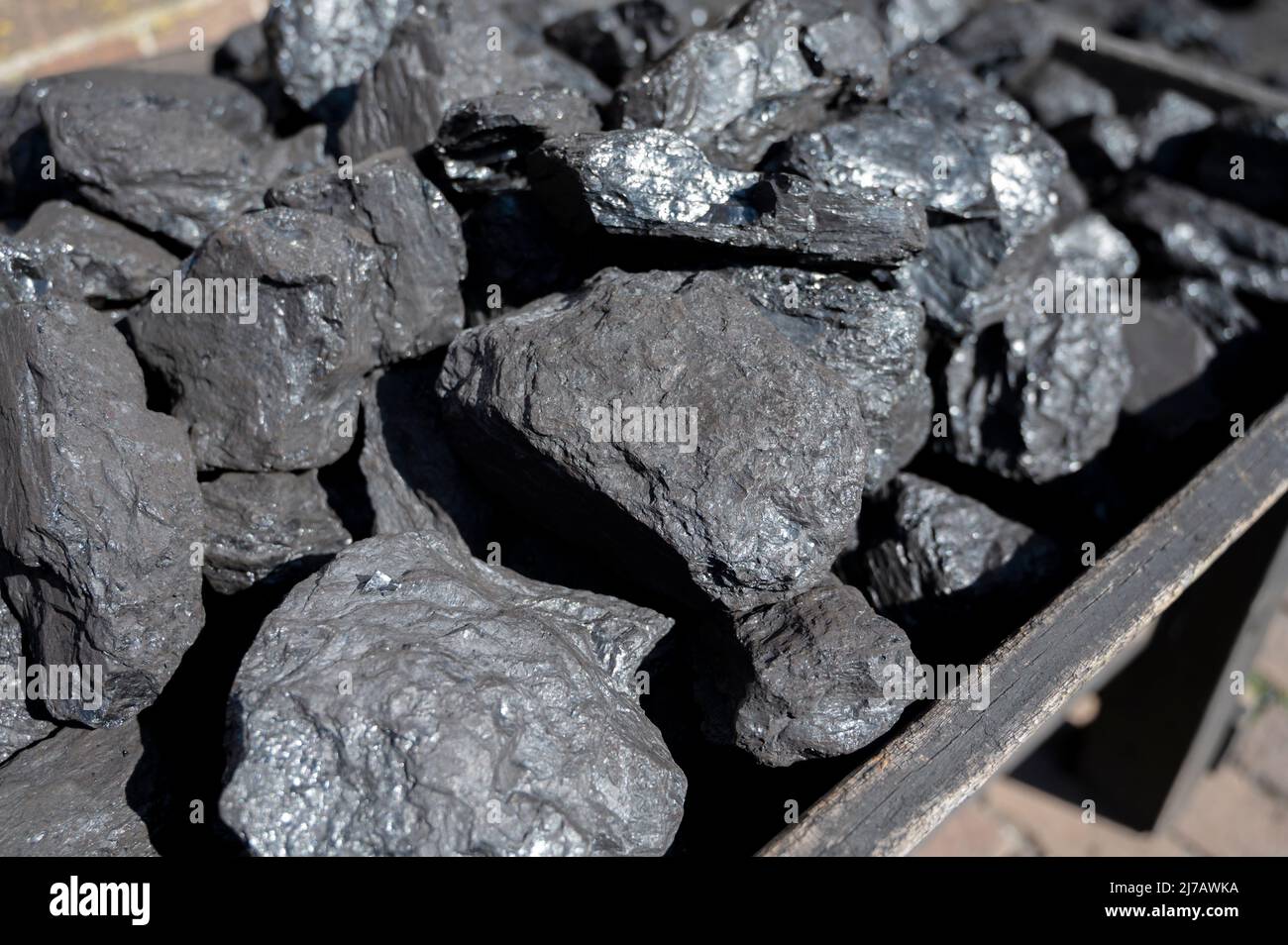 Old-fashioned, non-environmental heating fuel, black rock coal for use ...