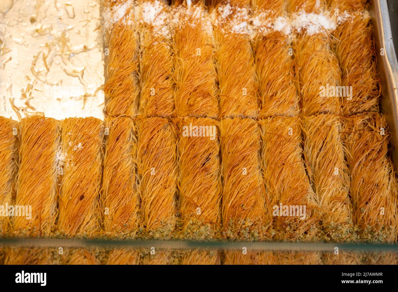 Turkish or arabic sweet dessert, baklana made from filo pastry, filled ...
