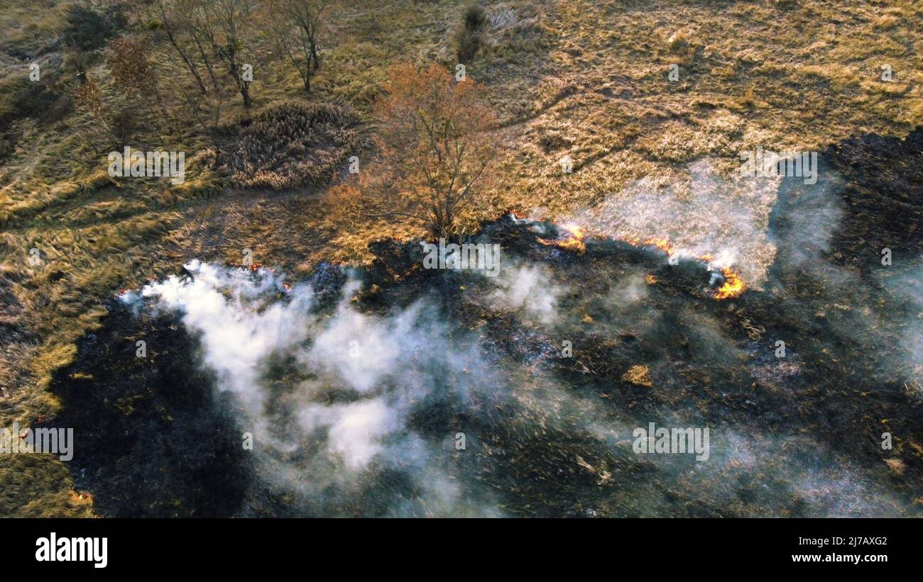 Aerial view burning ground rising hi-res stock photography and images ...