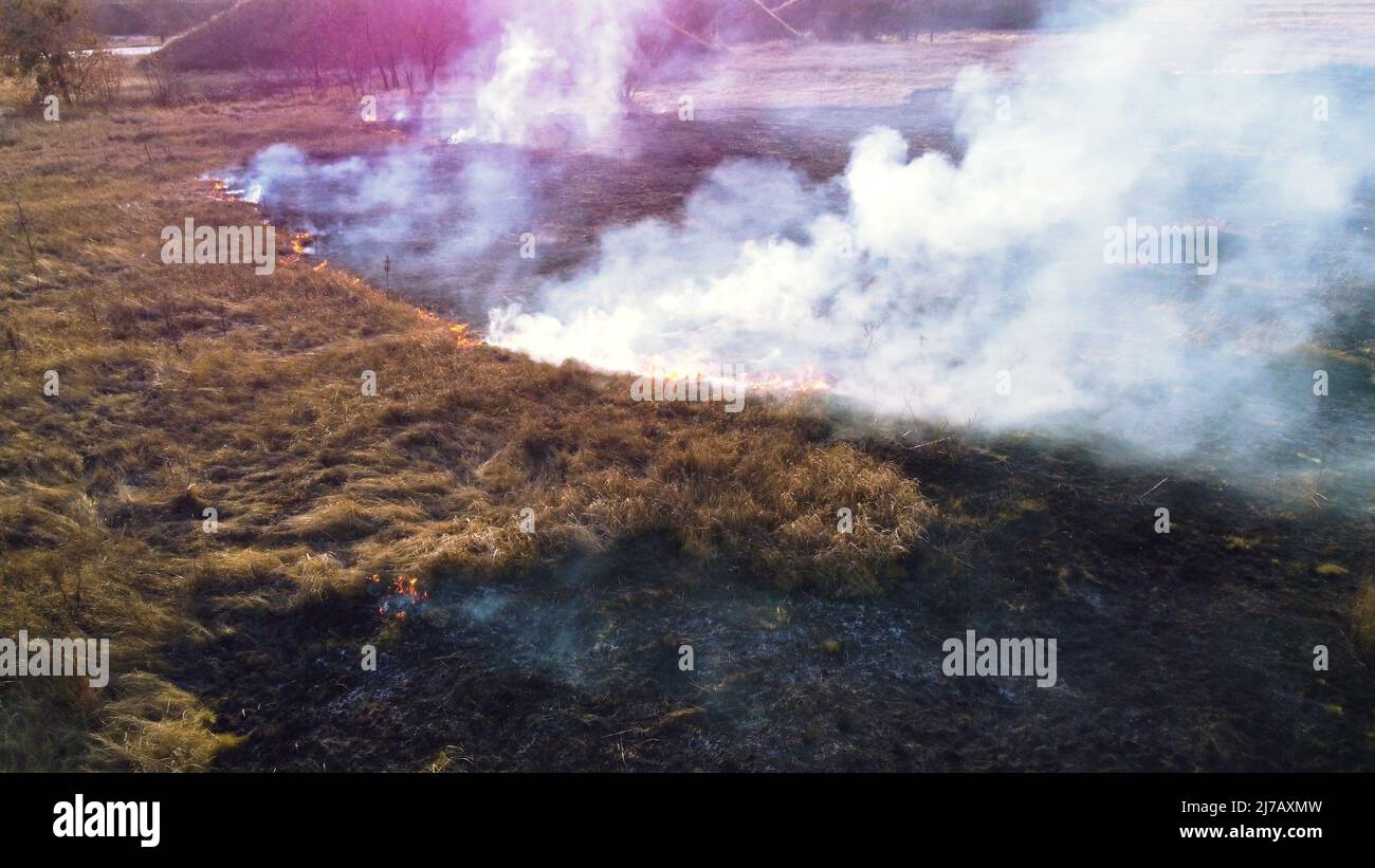 Aerial view above smoke rising hi-res stock photography and images - Alamy
