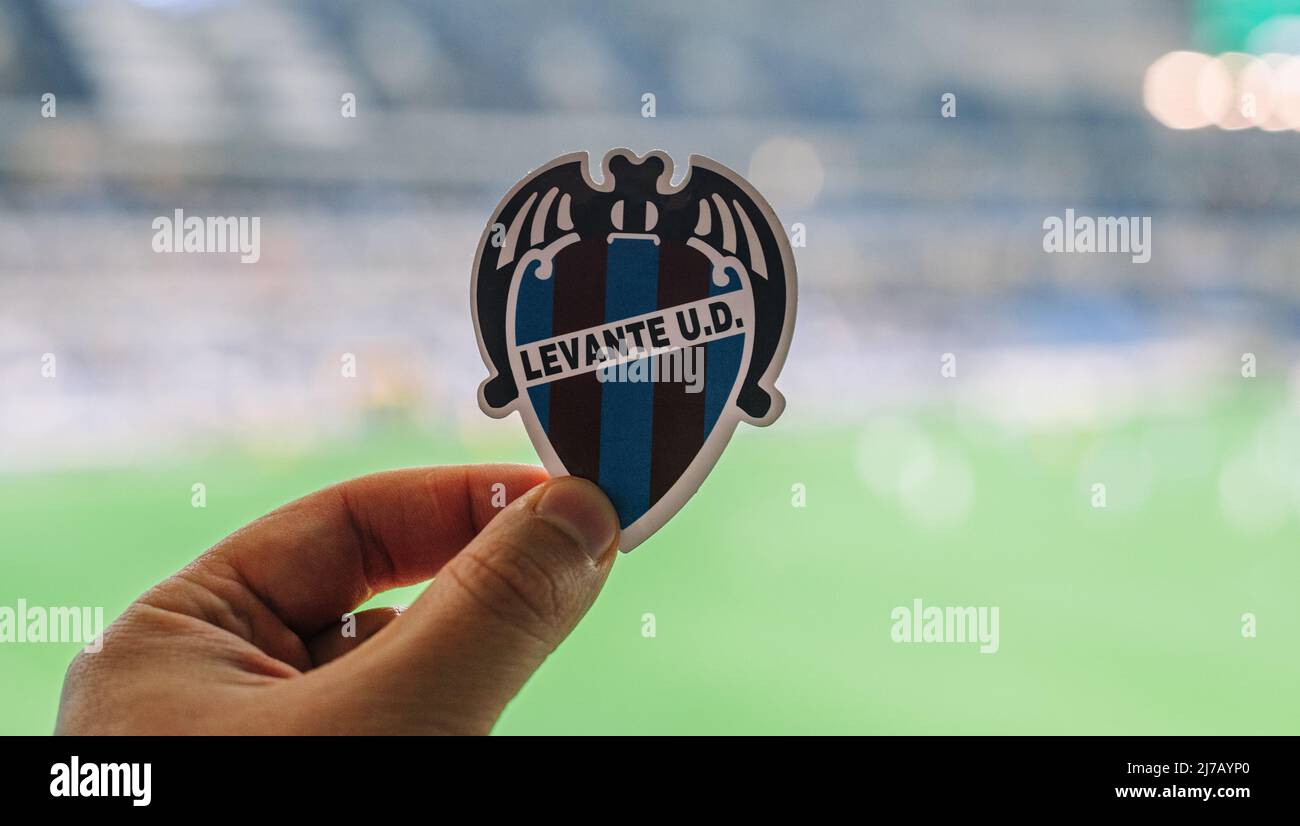 September 12, 2021, Valencia, Spain. The emblem of the football club ...
