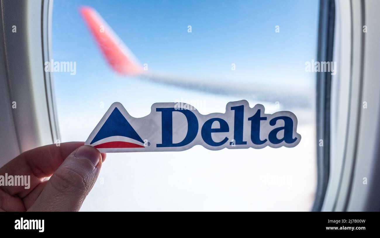 December 6, 2021, Atlanta, USA. Emblem of Delta Air Lines on the ...