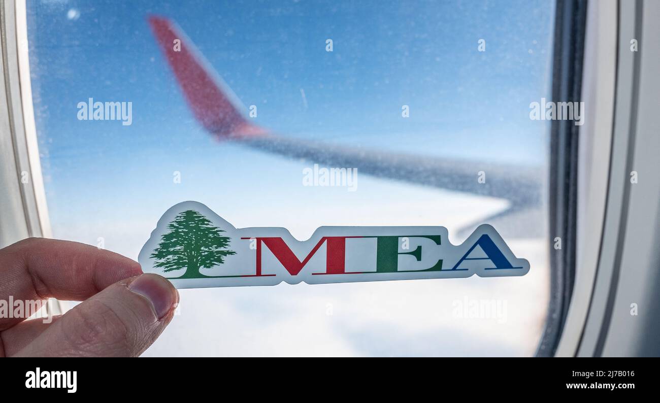 December 6, 2021, Beirut, Lebanon. The emblem of the airline Middle ...