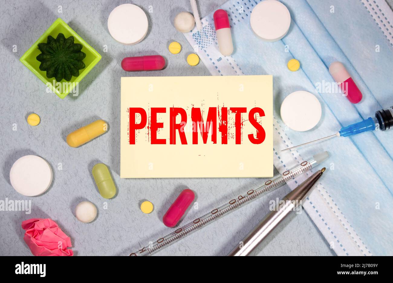 Permits word on paper note. Permission and approval concept Stock Photo ...