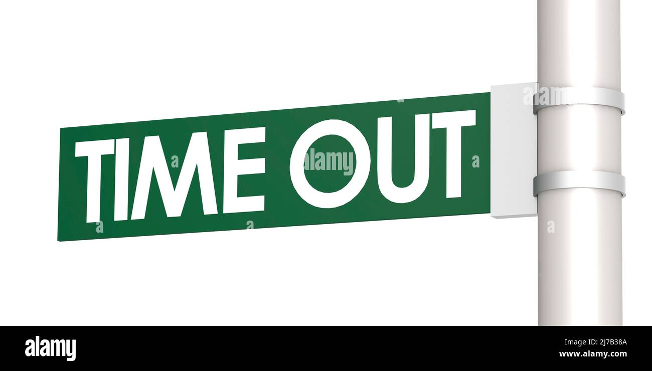 Road sign with time out word isolated, 3d rendering Stock Photo - Alamy