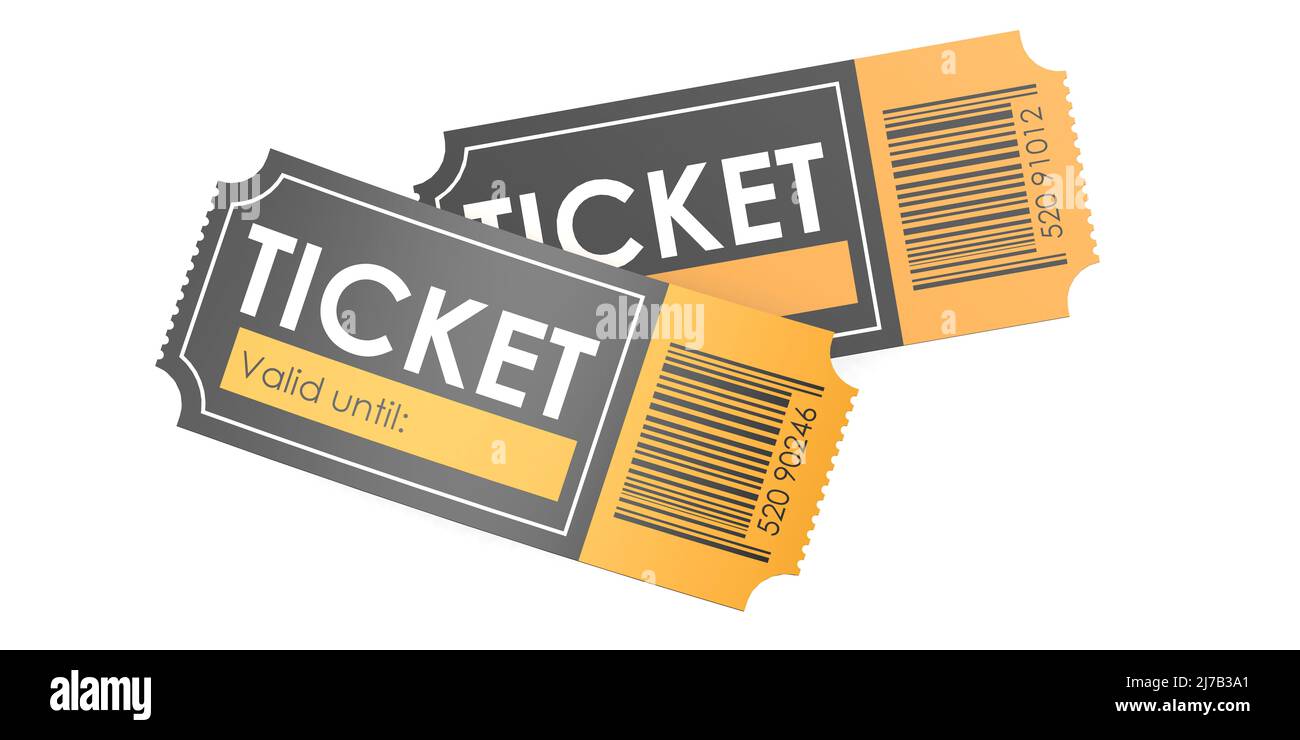 Ticket with barcode isolated, 3d rendering Stock Photo - Alamy