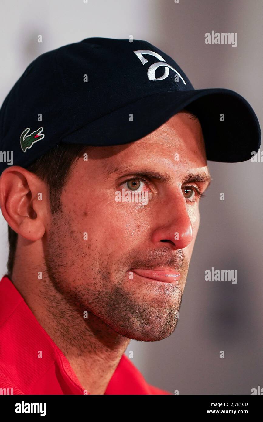 Novak Djokovic seen during a press conference at Mutua Madrid Open at ...