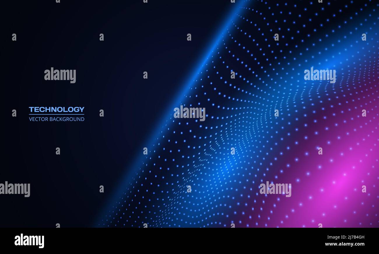Vector abstract technology digital wave of particles mesh background. Network illustration with ...