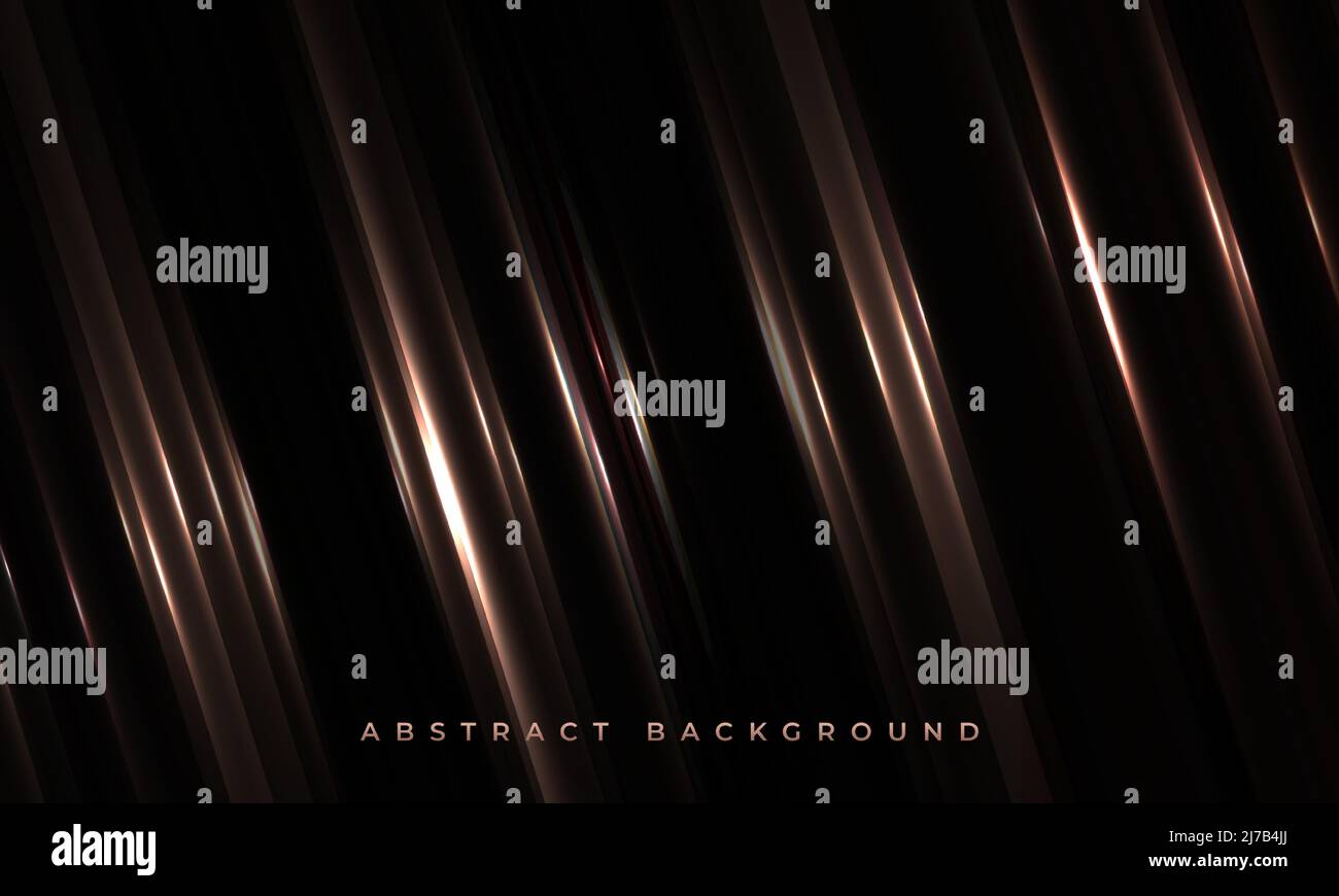 Vector dark brown modern abstract background with light and shiny diagonal lines glowing ...