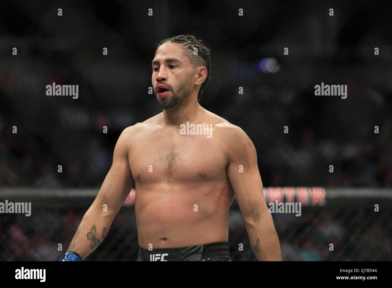 PHOENIX, AZ - MAY 7: C.J. Vergara stands in his corner between rounds ...
