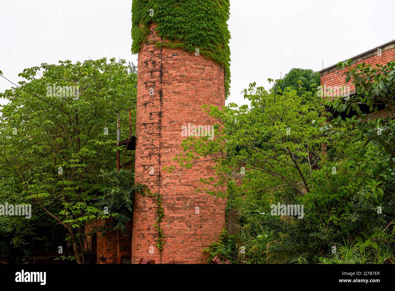 An old red brick building production workshop and factory building ...