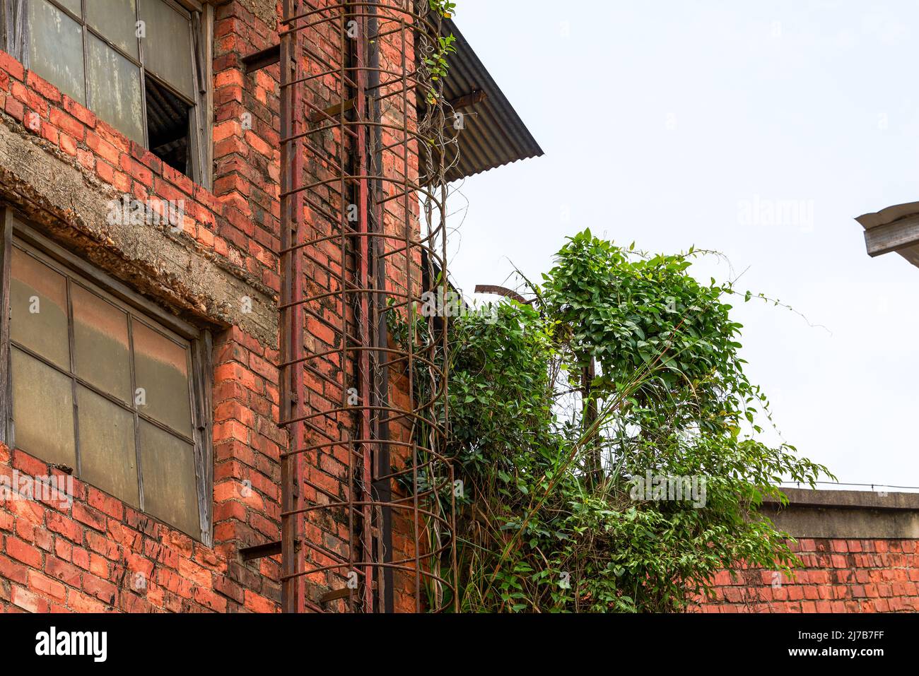 An old red brick building production workshop and factory building ...