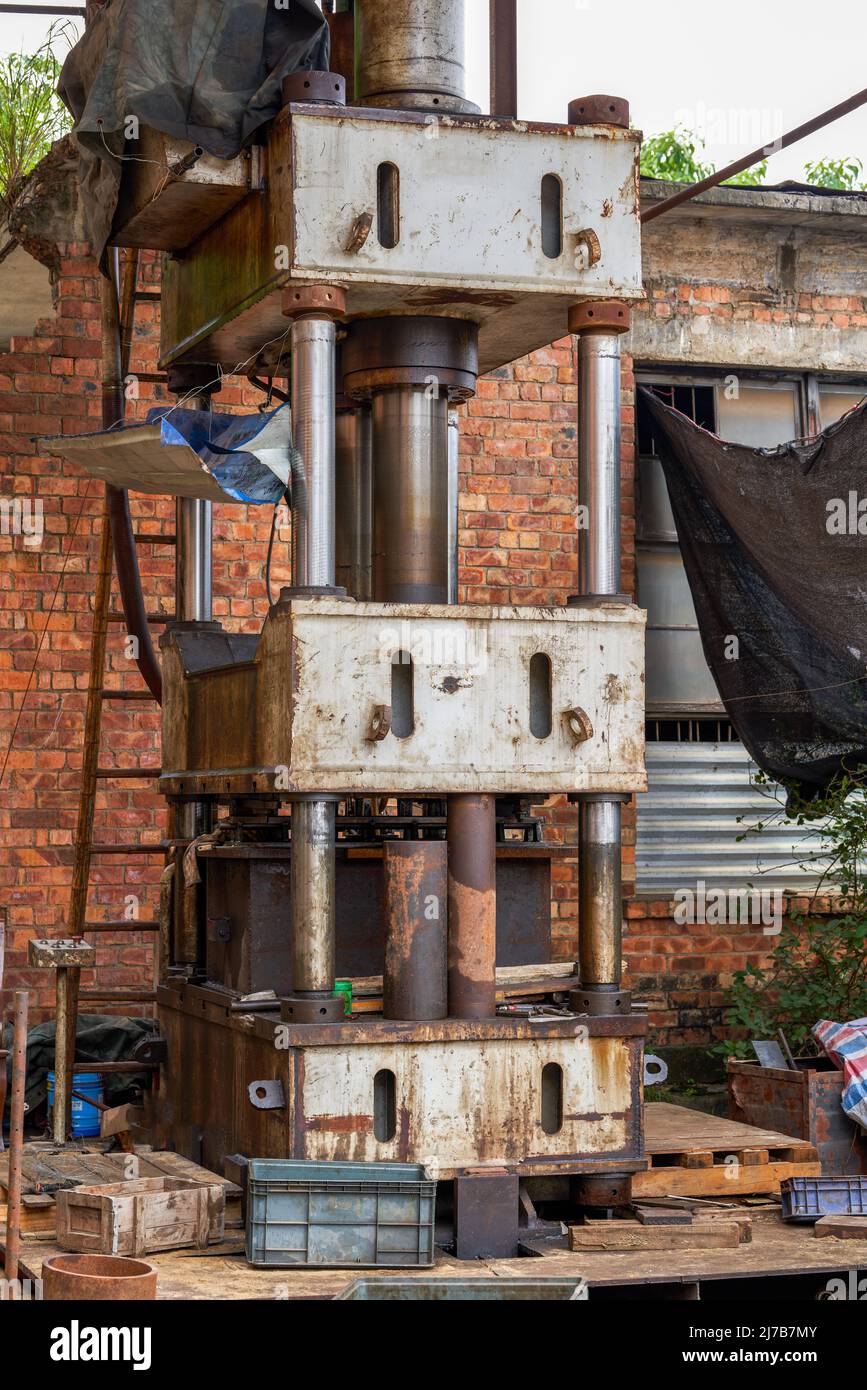 Close-up of old industrial punching machine Stock Photo - Alamy