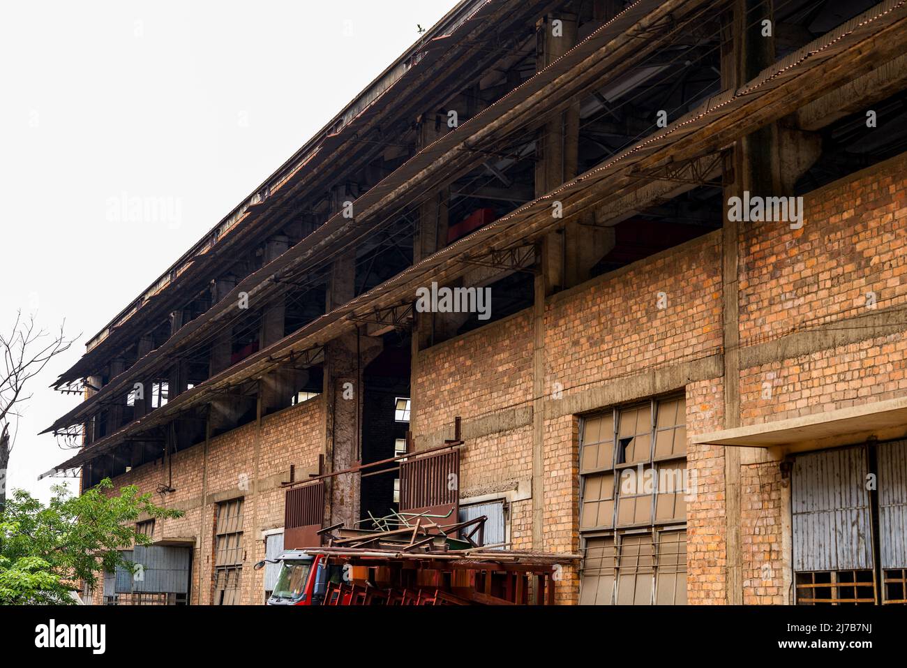 An old red brick building production workshop and factory building ...