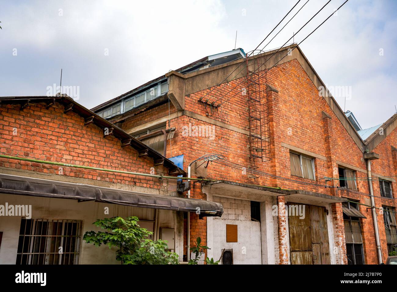 An old red brick building production workshop and factory building ...