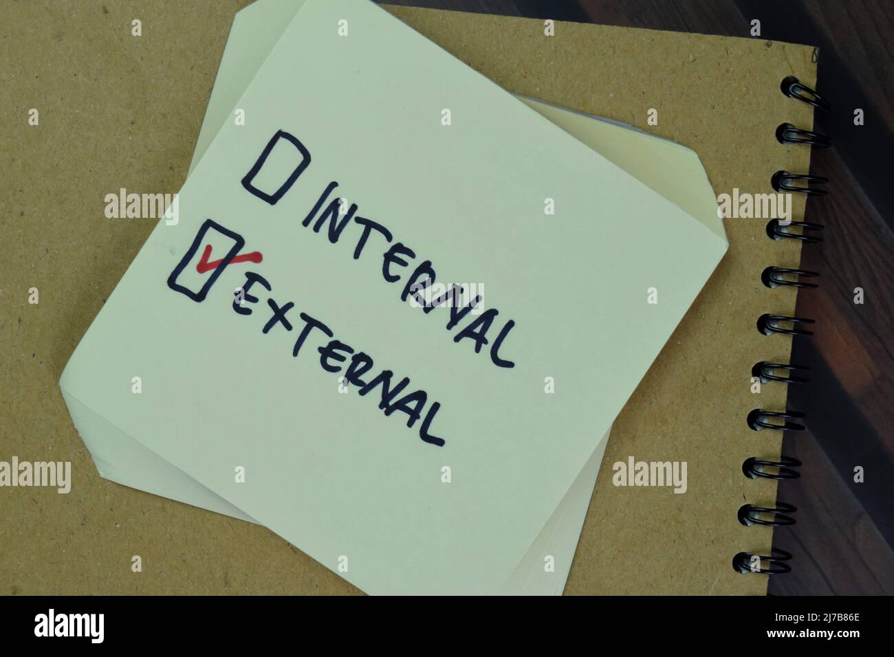Concept of Internal or External write on sticky notes isolated on ...