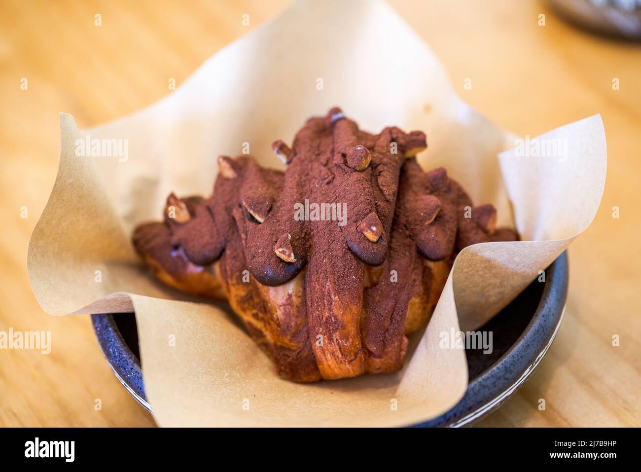 A delicious piece of chocolate bread, a dirty bun Stock Photo - Alamy