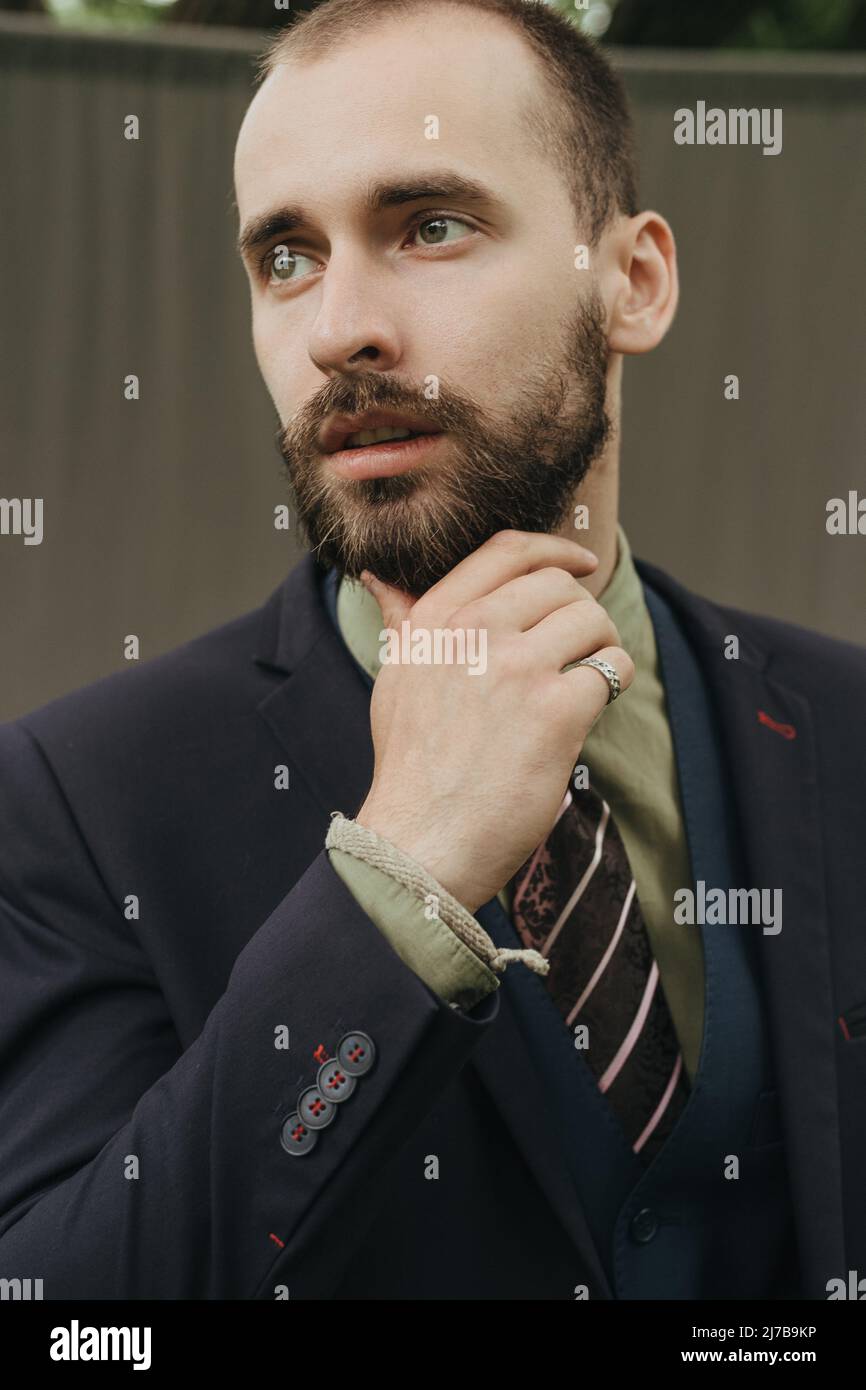 bearded man in a classic suite handsome Stock Photo - Alamy