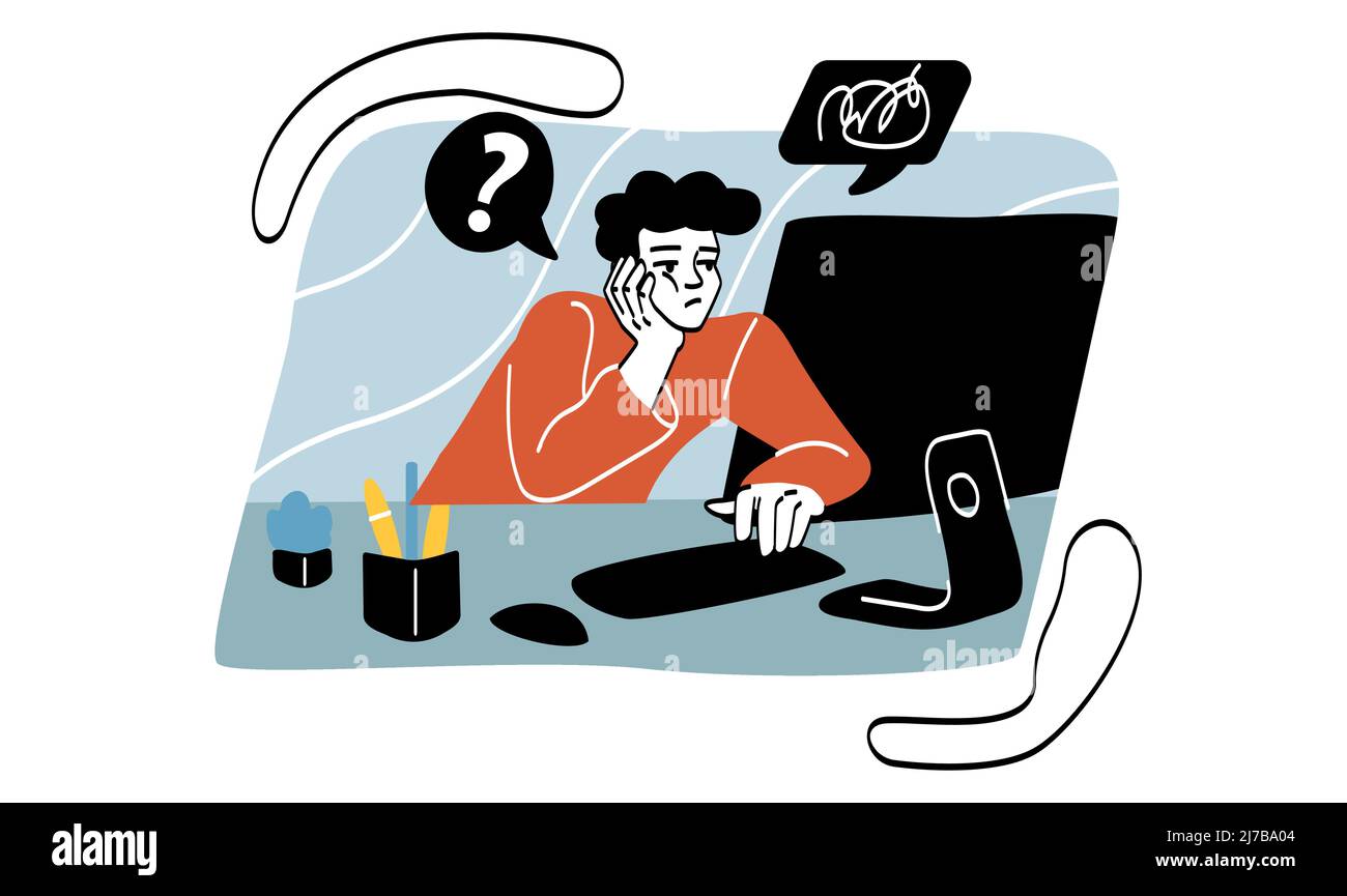 Tired sleepy man freelancer Cut Out Stock Images & Pictures - Alamy