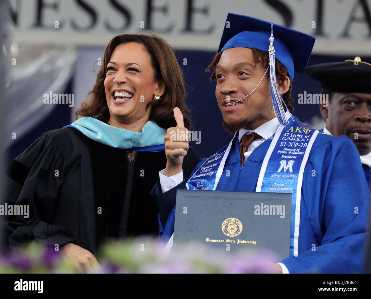 United States Vice President Kamala Harris congratulates graduates as ...
