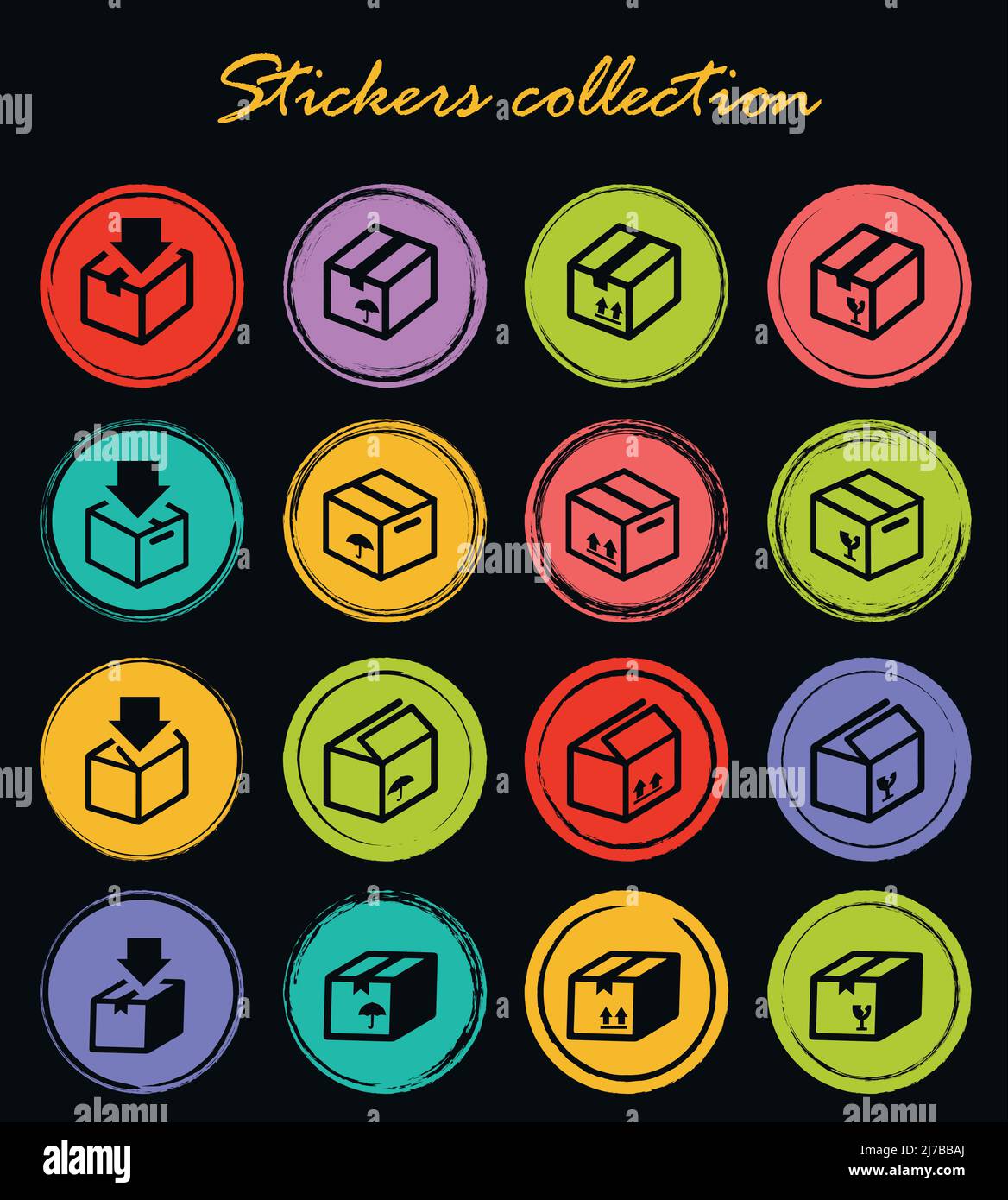 Simple set of box and crates related vector icons for your design Stock ...