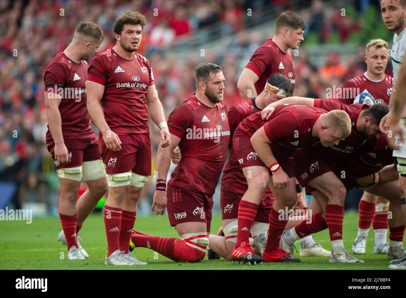 Munster players in a scrum during the Heineken Champions Cup Quarter ...